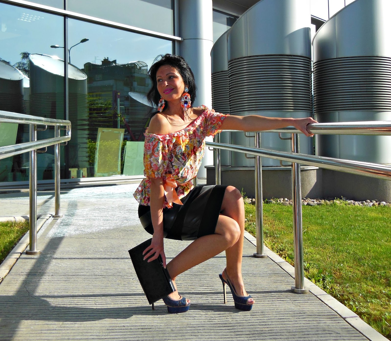 Maja Paripovic blog: Lace sheer blouse and black leather skirt