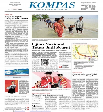 ALL IN 1 UPDATE KORAN.MAJALAH. DLL: KORAN HARIAN KOMPAS EDISI SELASA 23 ...