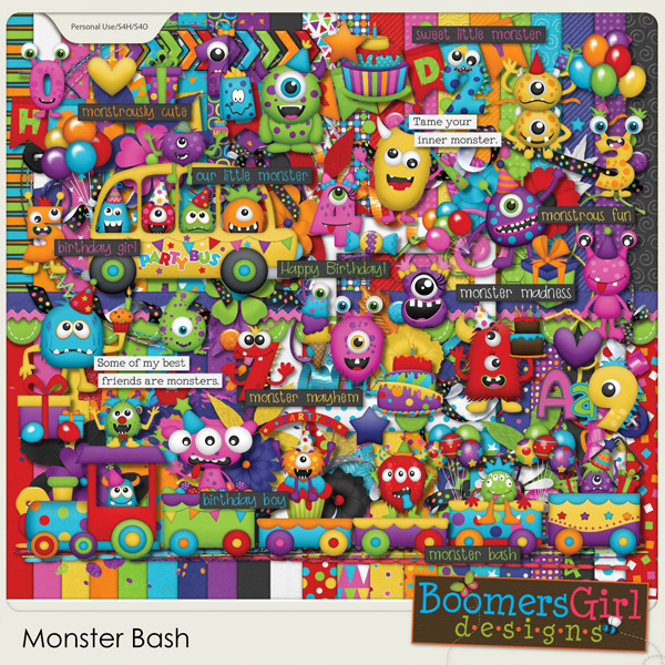 BoomersGirl Designs: "Monster Bash" - Fun New Birthday / Party Themed Kit!