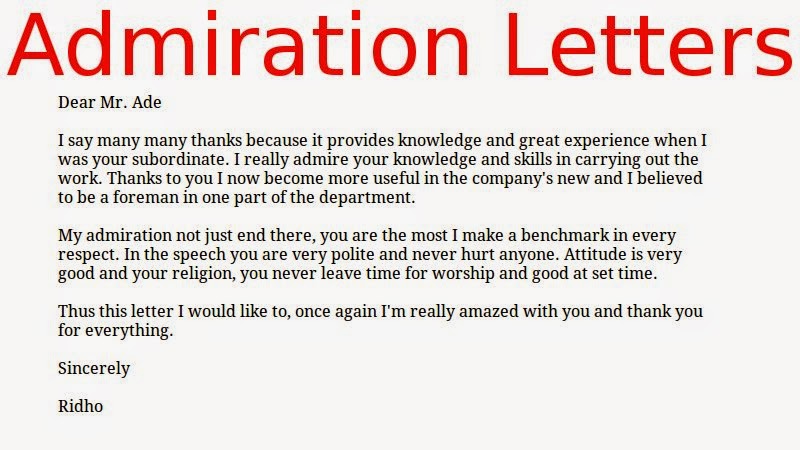Admiration Letters ~ samples business letters