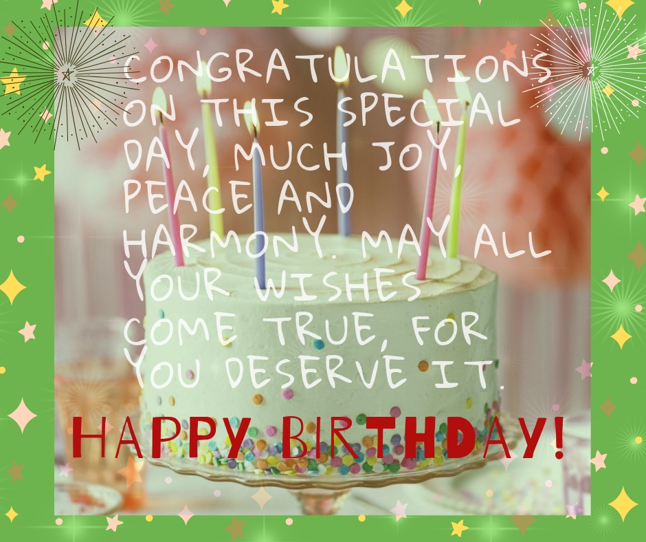 Congratulations on this special day, much joy, peace and harmony.