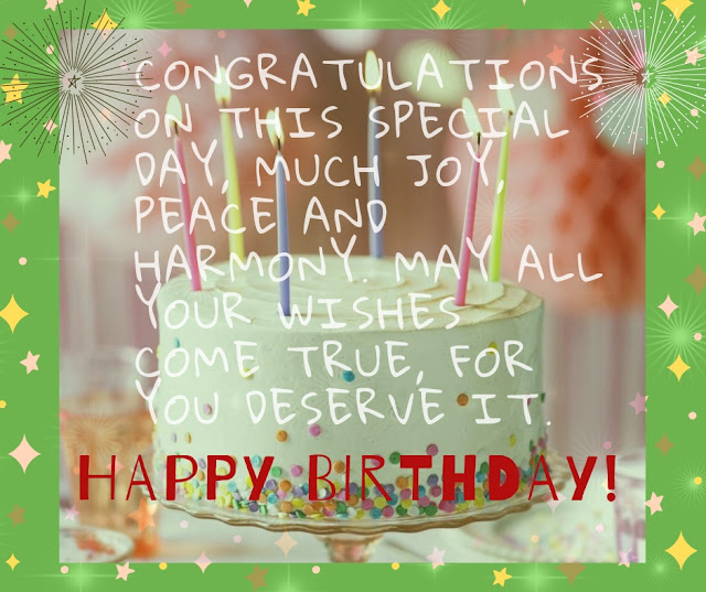 Congratulations on this special day, much joy, peace and harmony.