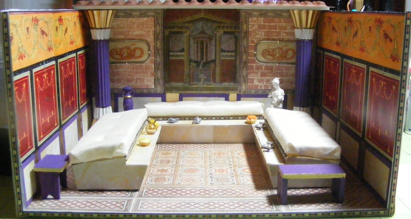 A Roman triclinium (dining room) I made a few years ago. Originally ...