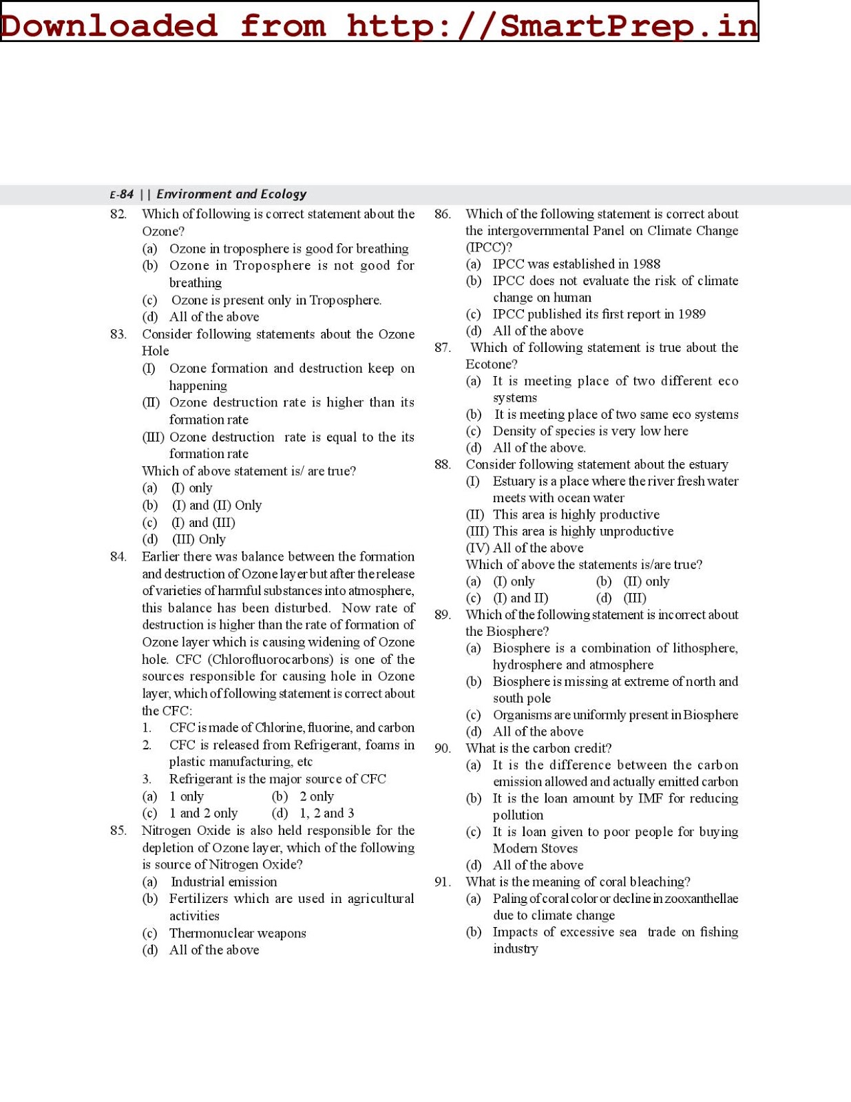 KNOWLEDGE FOR ALL: MCQs 100 QUESTIONS OF THE ENVIRONMENT WITH ...