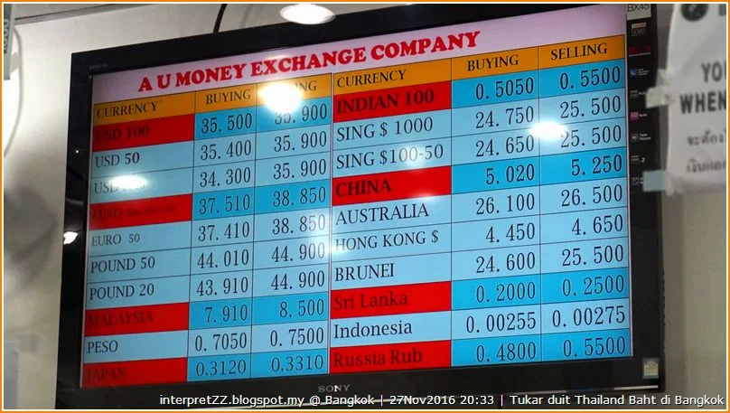 T16K30 Tukar Thailand Baht di Malaysia atau Thailand?