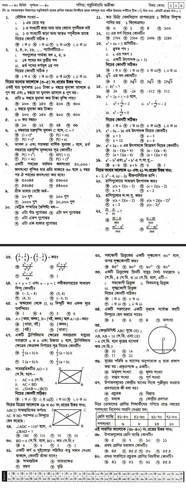 JSC Math Model Question - 01