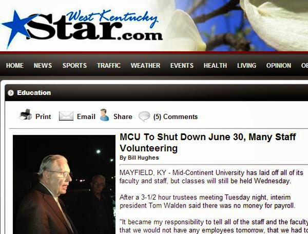 College History Garden: Mid-Continent University (KY) Closing in June