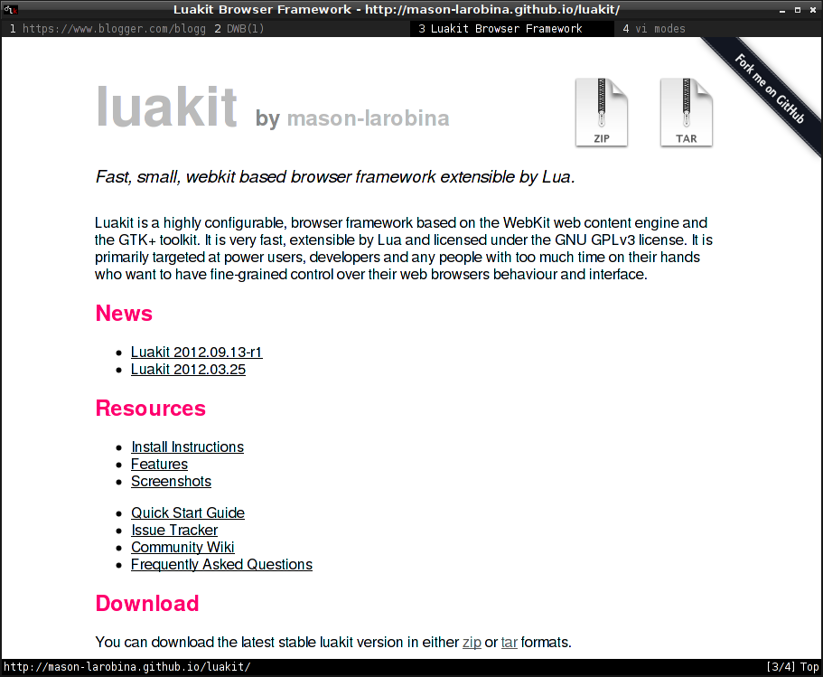 IT musings on Linux, PowerPC, Networking, and Security: Lightweight browsers Part II: Luakit and dwb