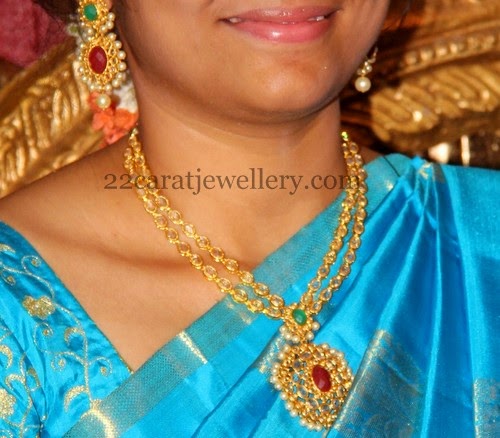 Polki Two Tone Set with Pearls Tops - Jewellery Designs