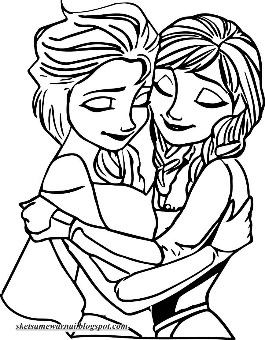 Sketsa Mewarnai Gambar Barbie Anna Dan Elsa - Sketsa Mewarnai