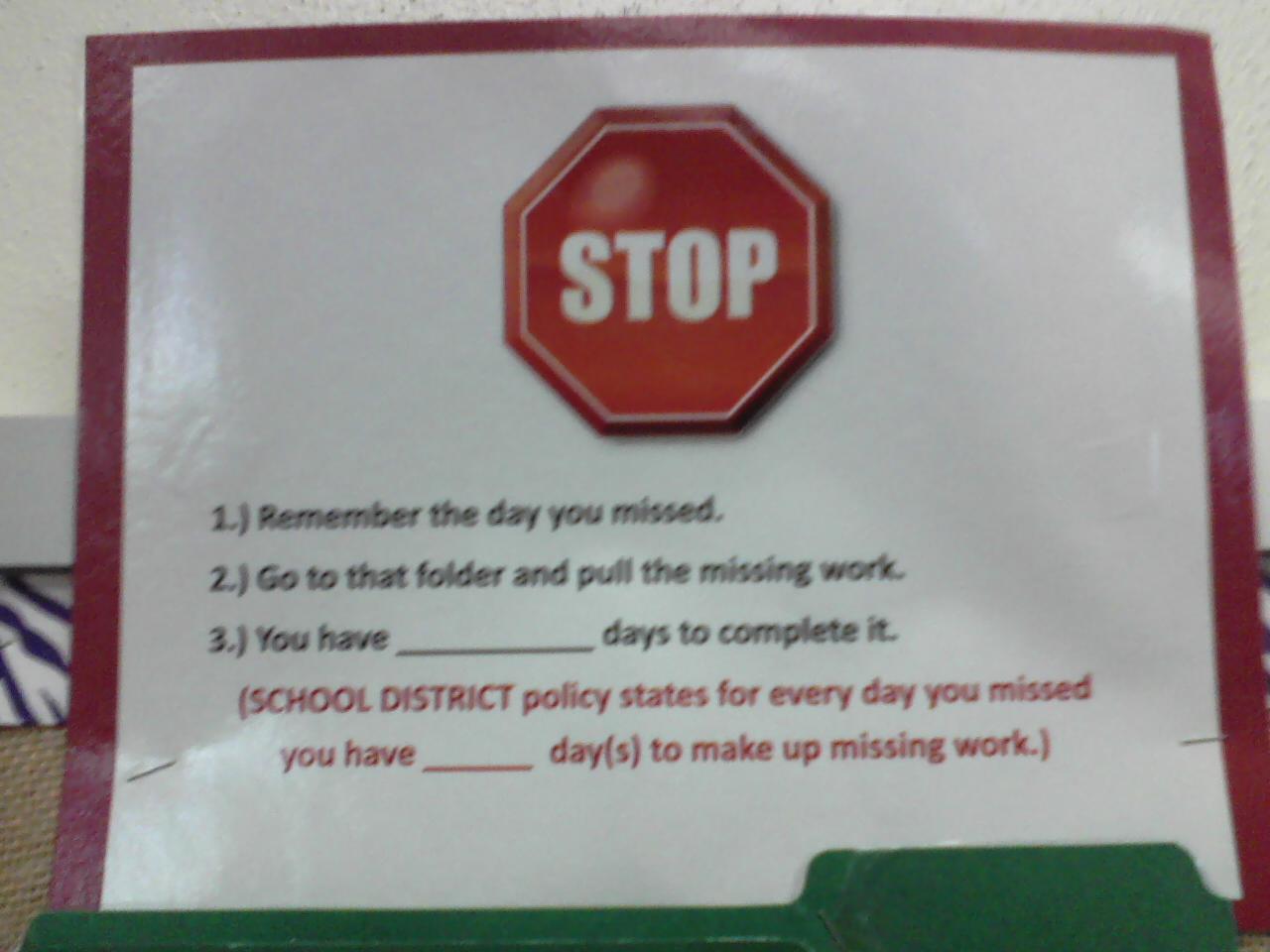 The Road to Organization: Assignment and Missing Work Bulletin Board