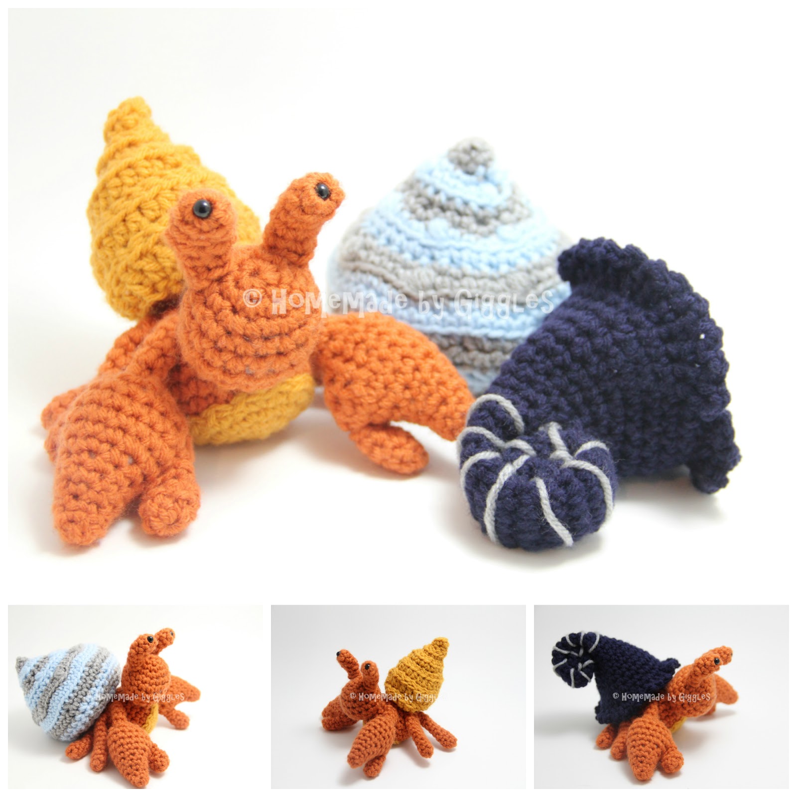 Homemade by Giggles: Hermit Crab with Removable Shells - FREE Crochet ...
