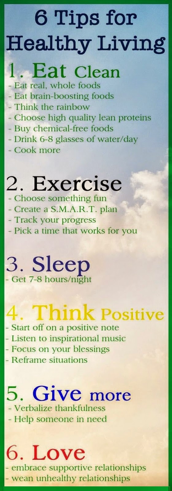 6 tips for healthy living - think about your health