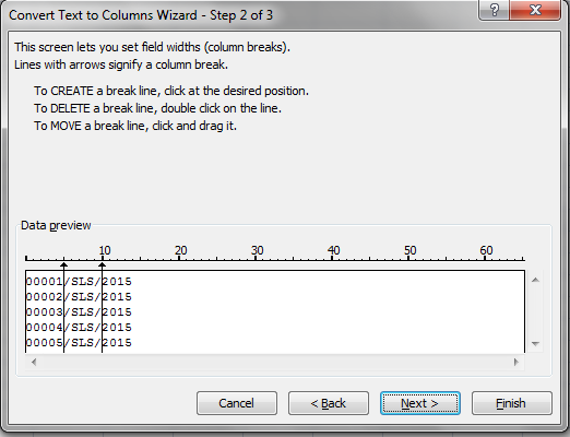 Rumus Fungsi Excel: Fungsi Fixed Width Pada Text to Columns Excel