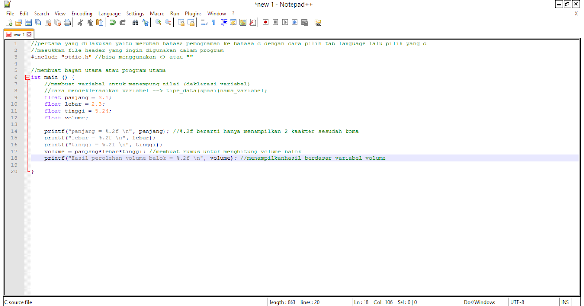 Program Menghitung Volume Balok dengan Bahasa C | TUTORIAL ~ Jaringan Komputer dan Mikrotik
