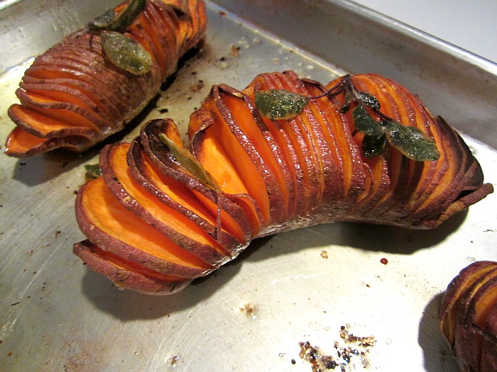 Hasselback Sweet Potatoes w/ Sage Butter