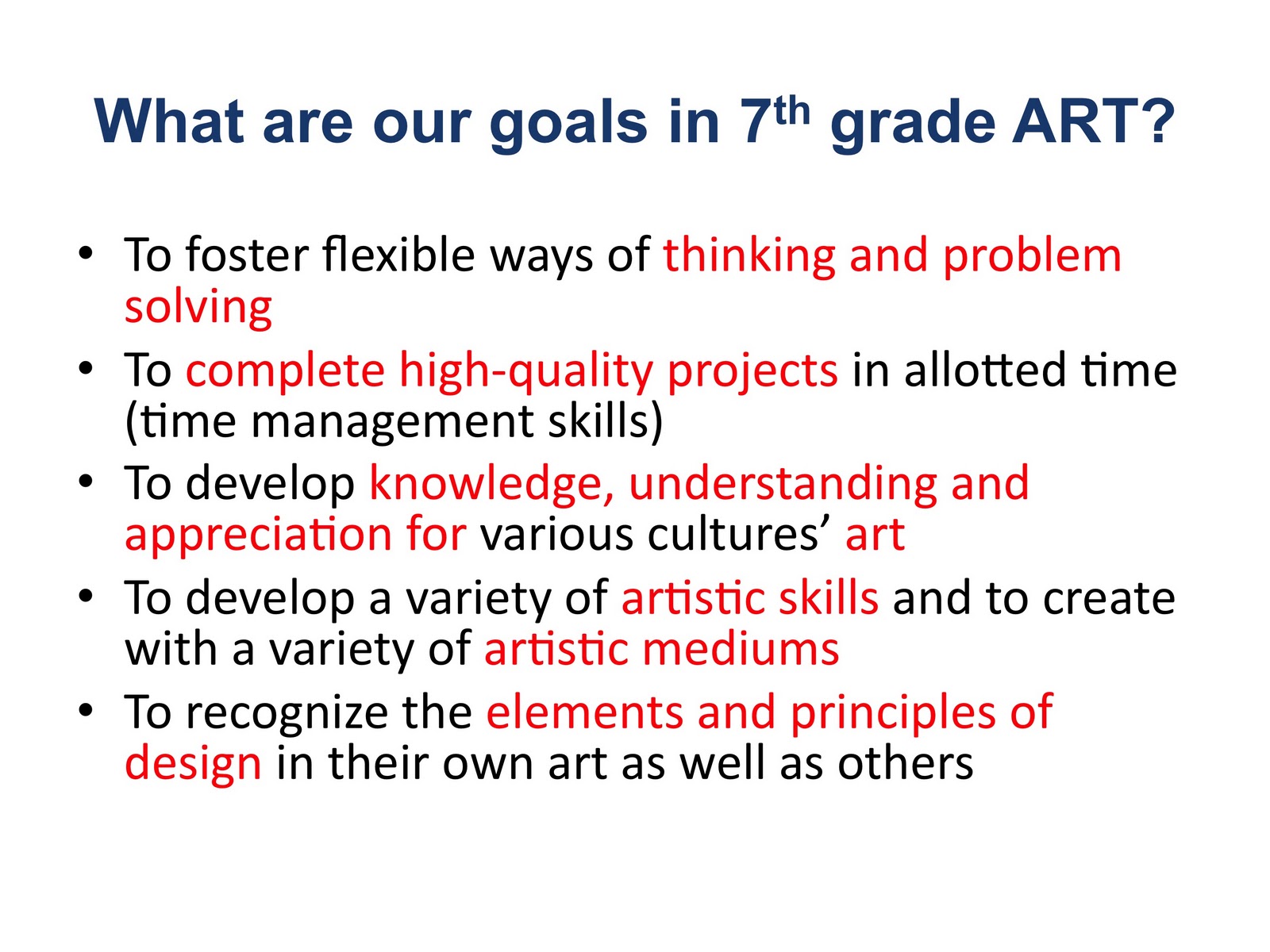 Art at Becker Middle School: Welcome 7th graders!