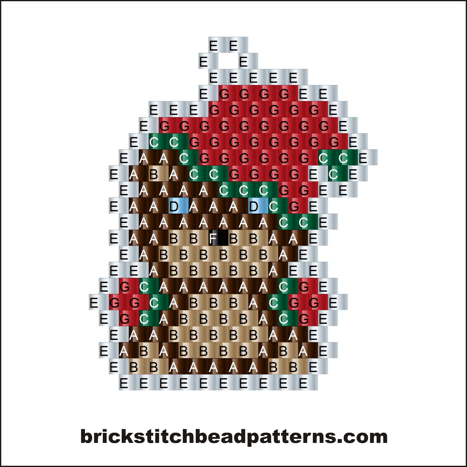 Brick Stitch Bead Patterns Journal: Small Christmas Teddy Bear Free ...