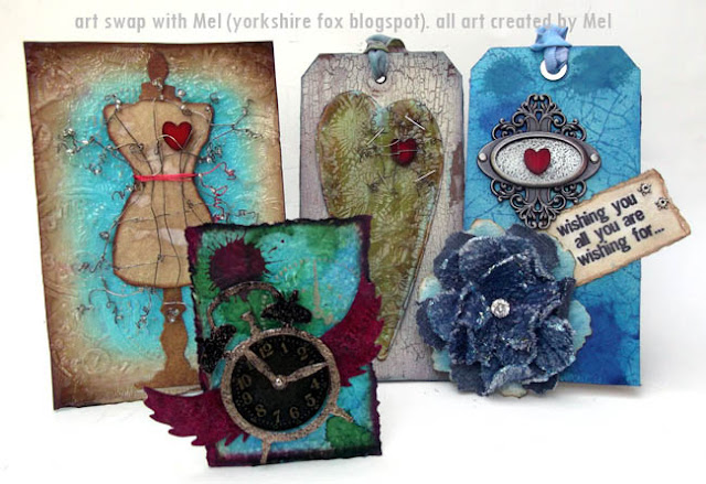 Sketching Stamper: A tag, a postcard and an ATC art swap
