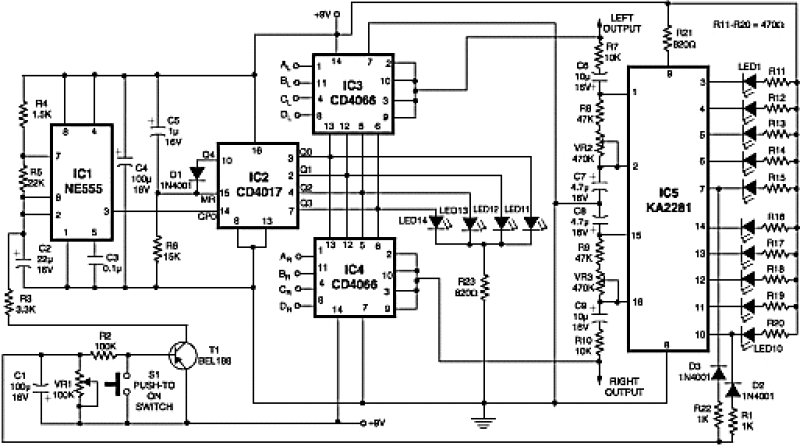 4-Channel Selector Stereo Audio Circuit Diagram using 555 ic | Expert ...