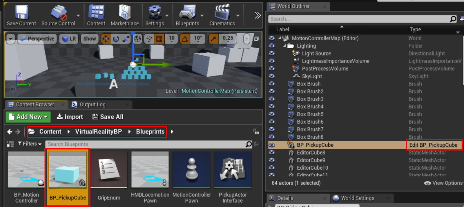 I touchs: Unreal: VR Template