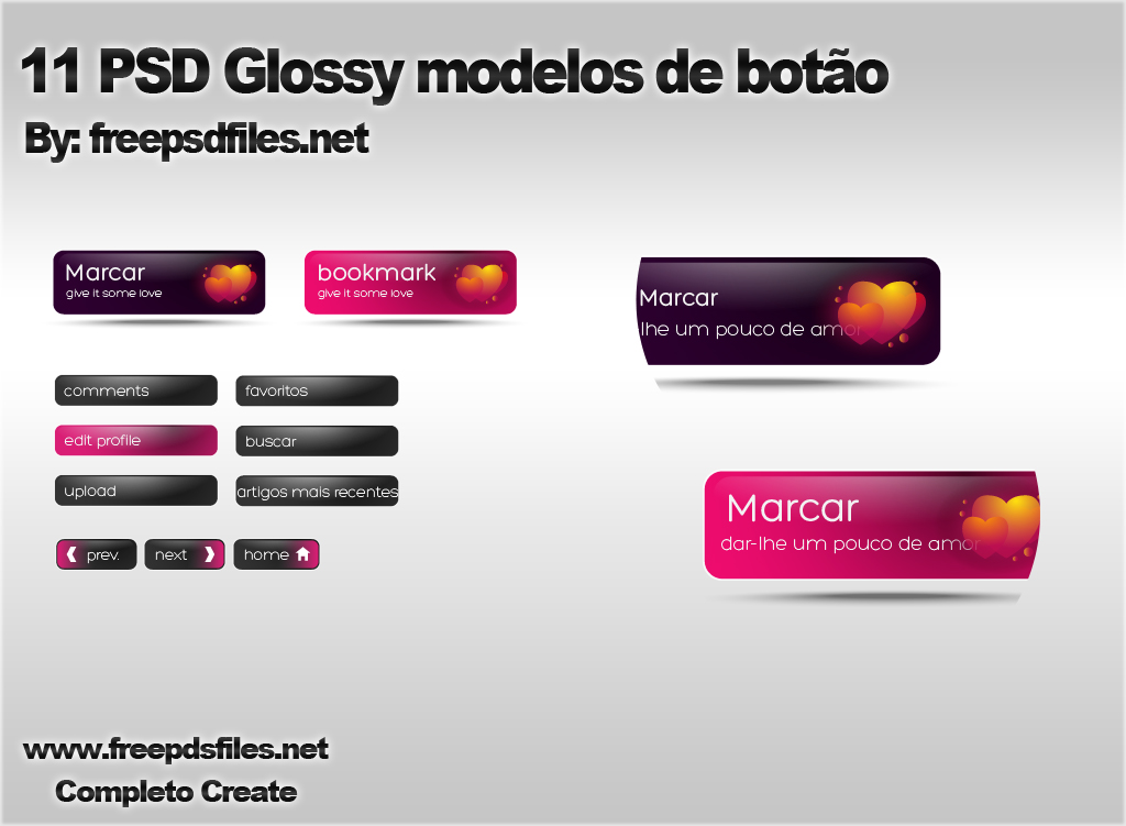 11 PSD Glossy modelos de botão | D-Efeitos Design