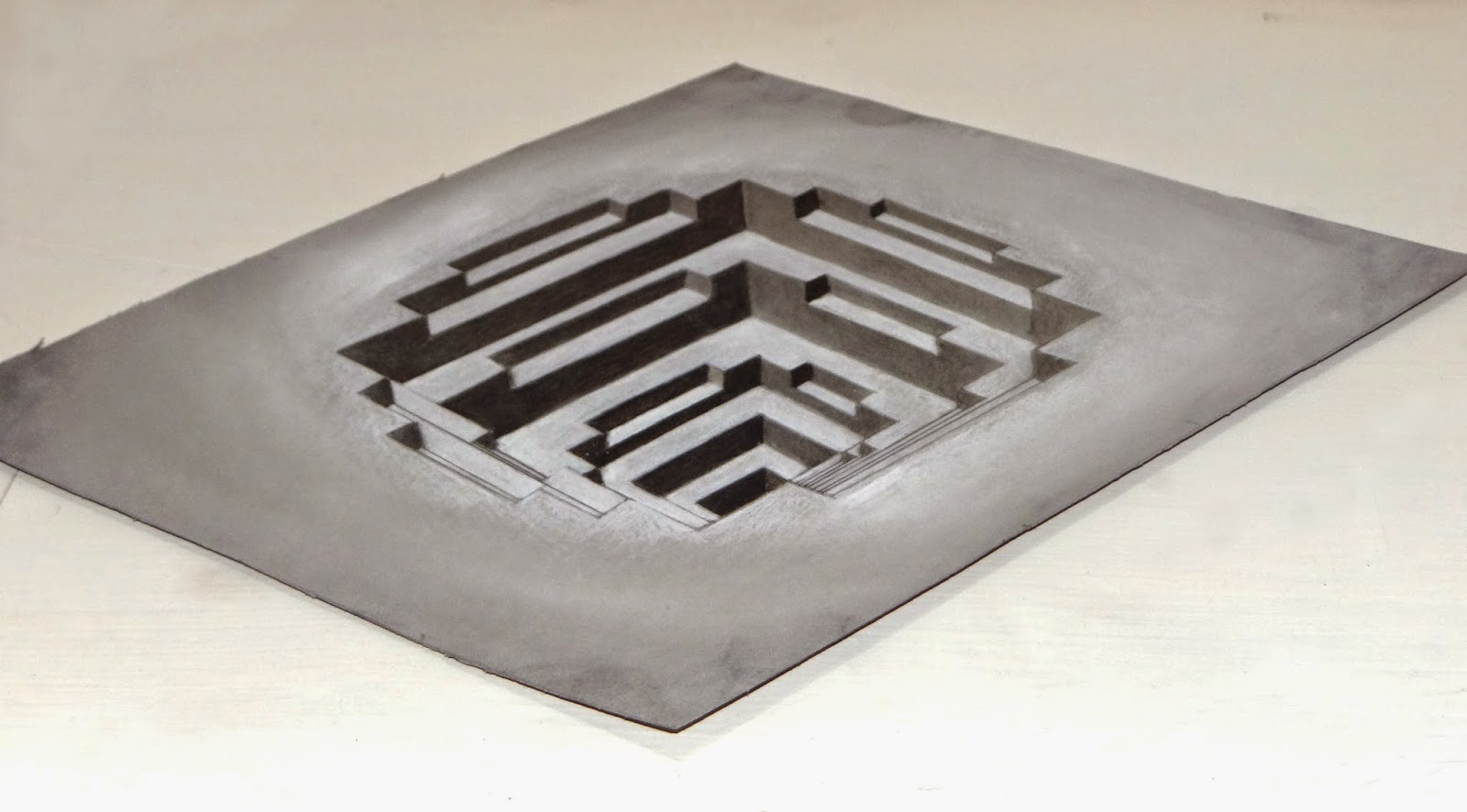 Mahesh Pendam: Drawing a Square Hole - Anamorphic Illusion - Final Image