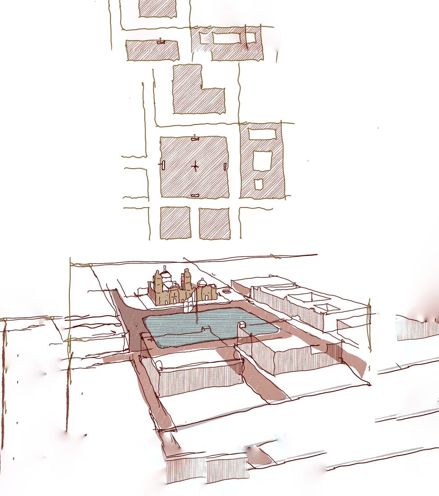 drawing (on) the world: Zocalo urban space sketch study