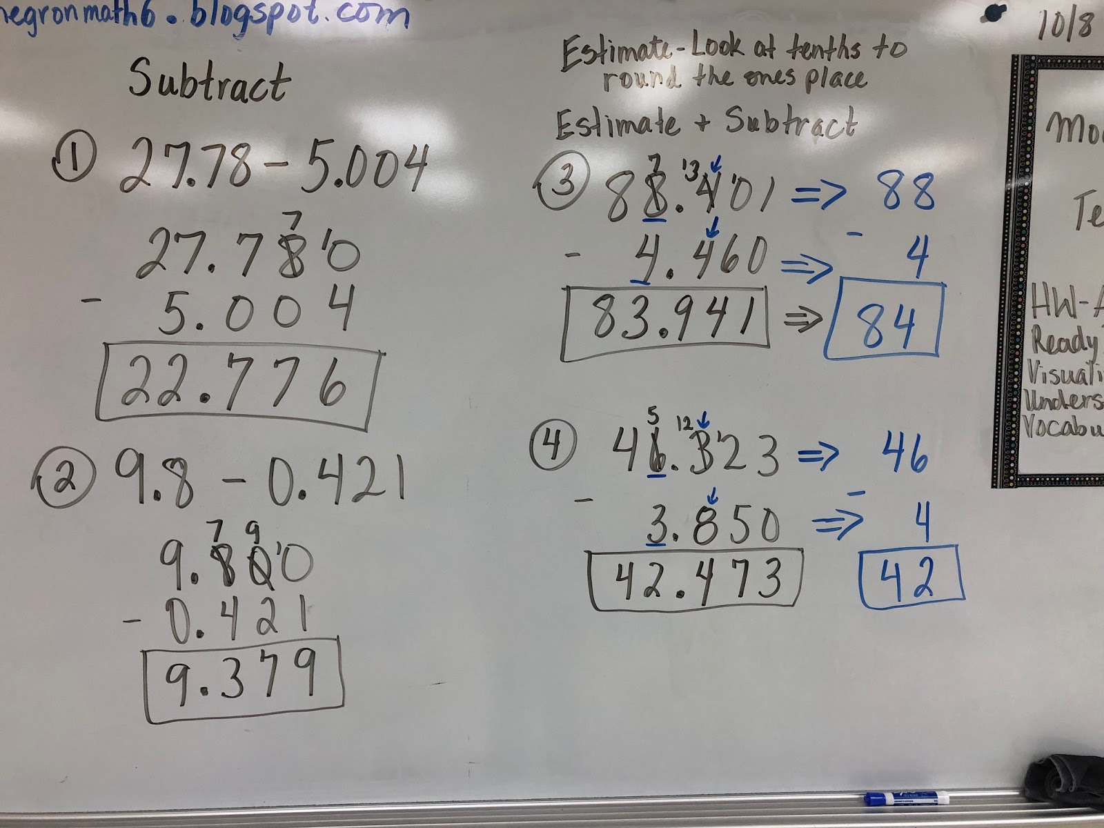 Mrs. Negron 6th Grade Math Class: Lesson 5.2 Adding and Subtracting ...
