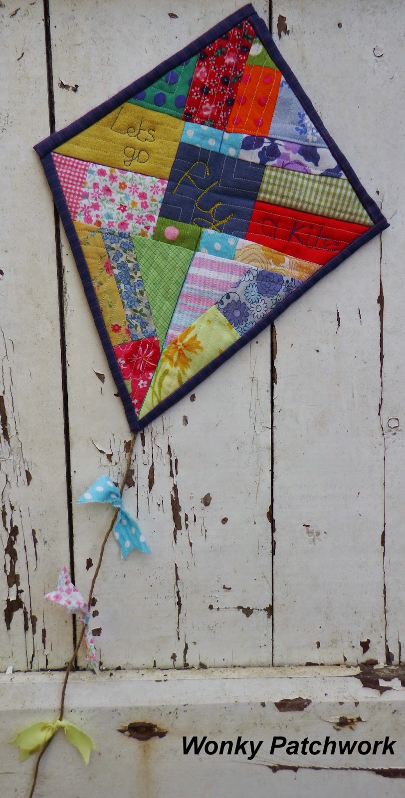 Wonky Patchwork: 'Lets Go Fly A Kite' Mini Quilt