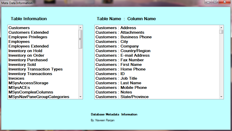 Dotnet Experts How To Retrieve Database Metadata Using In Net Using C