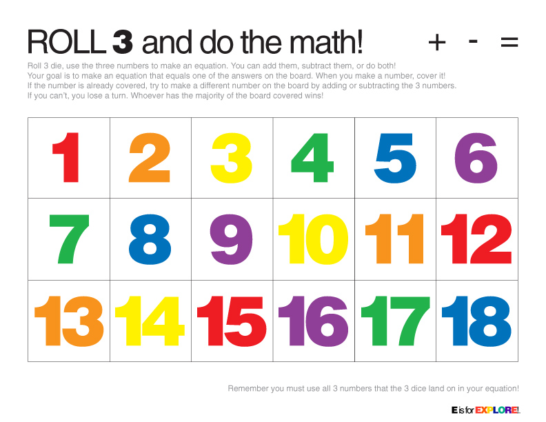 E is for Explore!: ROLL 3 and do the math!