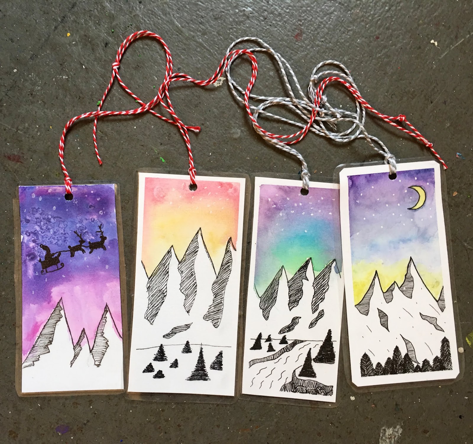Art Room Britt: Jen Aranyi Mountain-scape Mixed-Media Illustrations