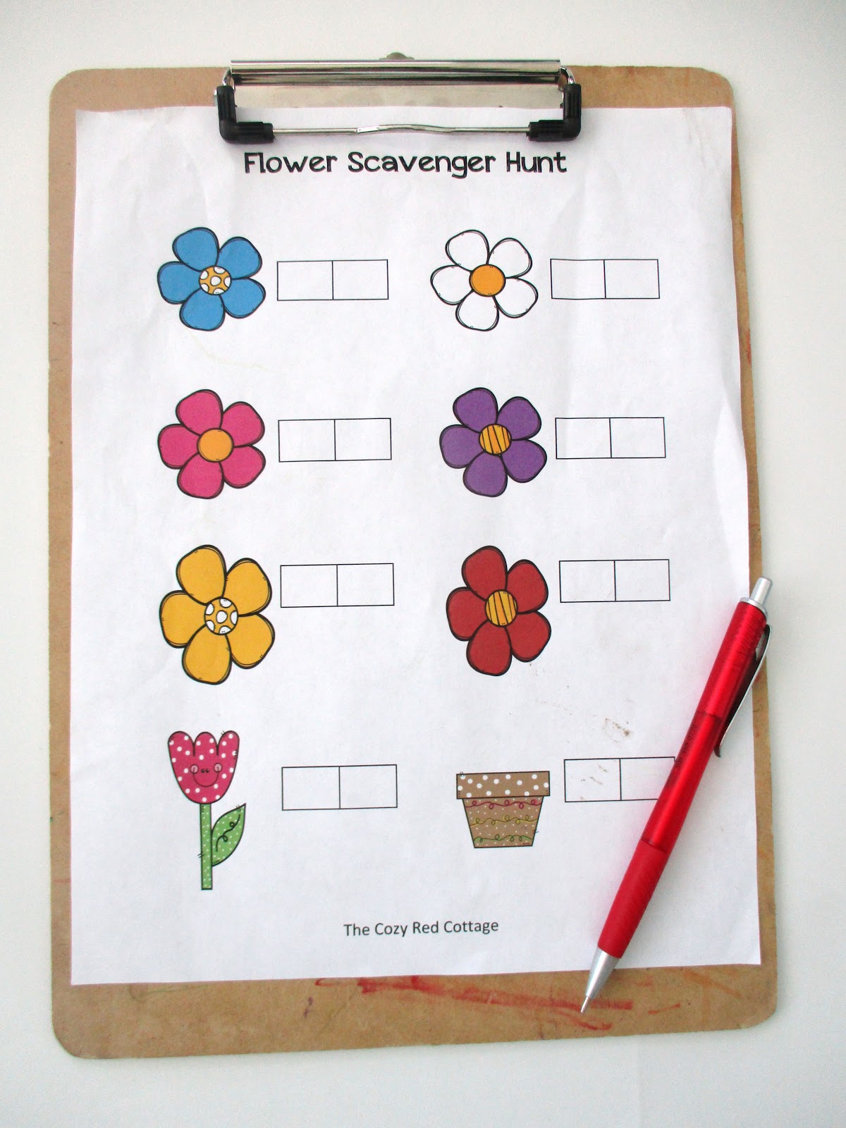 The Cozy Red Cottage: Flower Color Scavenger Hunt