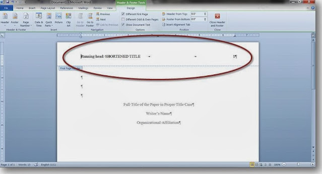 How to Create 6th Edition APA Running Head in MS Word