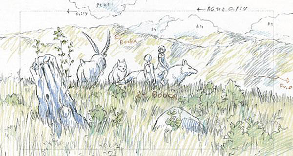 Living Lines Library: もののけ姫 / Princess Mononoke (1997) - Layout Design