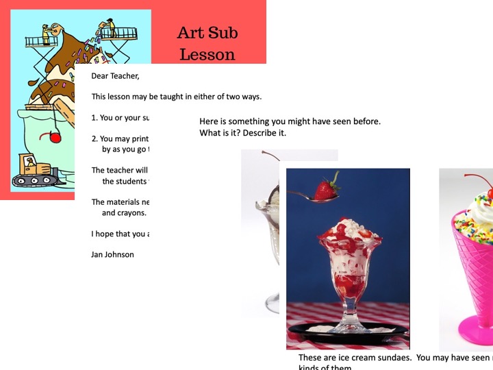 Art Sub Lessons: Art Sub Plans - Silly Sundae Preview