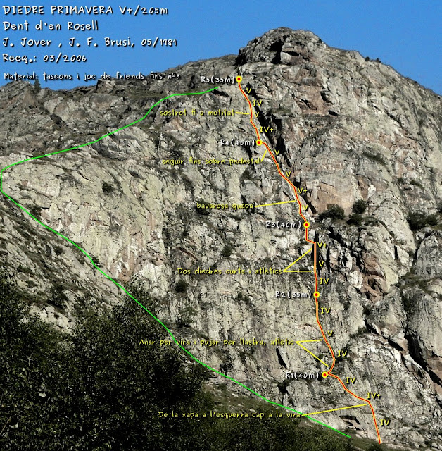 Diedre Primavera, V+/205m, Dent d'en Rosell(vacances 15/17 ...