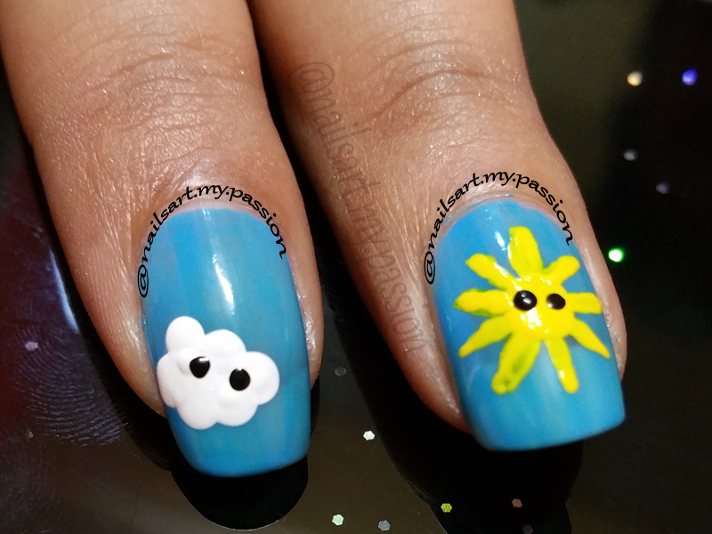 Nail Art My Passion: Tutorial 2: Blue Summertime Rainbow Nails