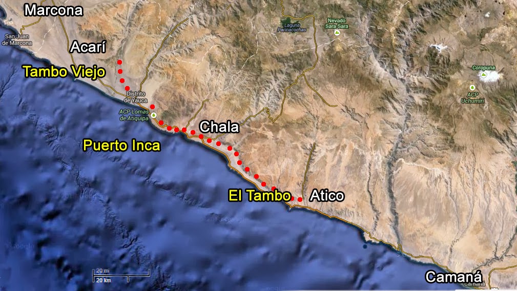 Un camino inca junto al mar