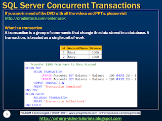 Sql server, .net and c# video tutorial: sql server concurrent transactions
