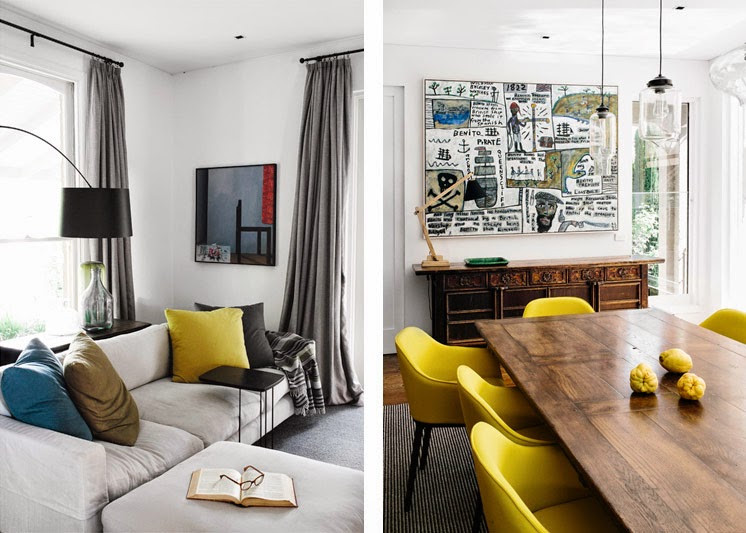 Keltainen talo rannalla: Modernia, vintagea ja rustiikkia