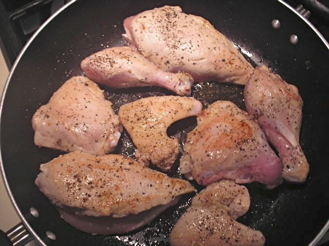 The Briny Lemon: Tomato-Braised Chicken with Mushrooms and White Wine