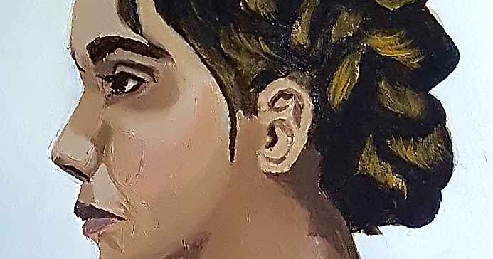 Dee's Drawings and Paintings: Portrait Painting in Profile View of a Woman