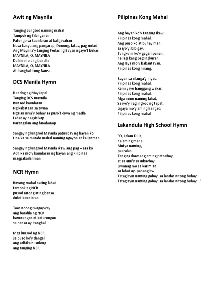 ncr hymn - philippin news collections
