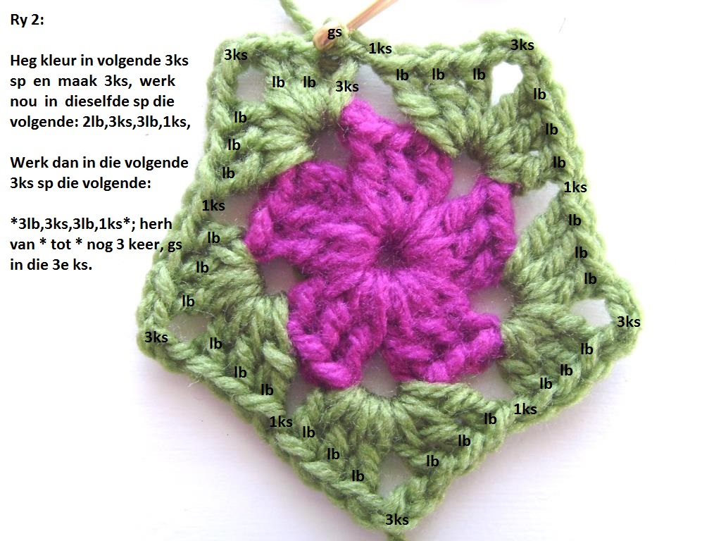 Hekel Idees: Hekel Tutoriaal: Vyfblaar Blom.