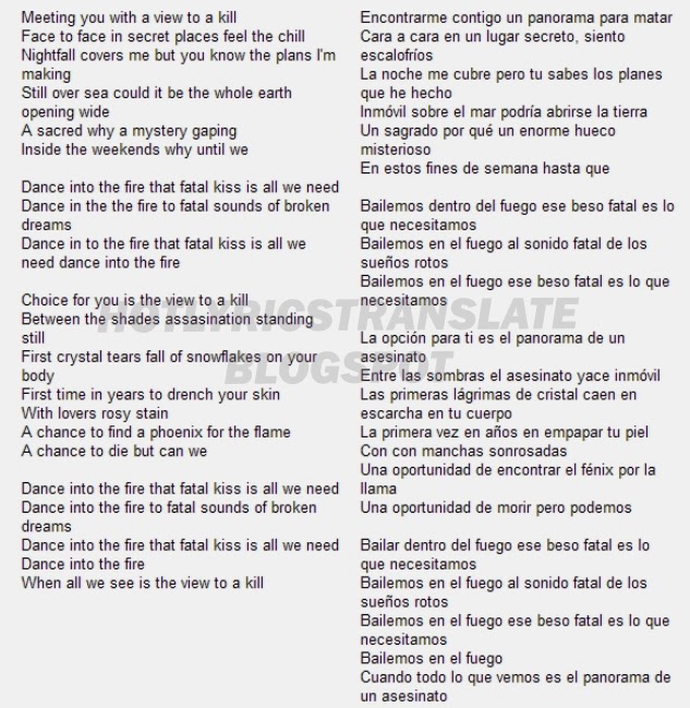 TOP LYRICS TRANSLATED CANCIONES TOP TRADUCIDAS: Duran Duran - A View To ...