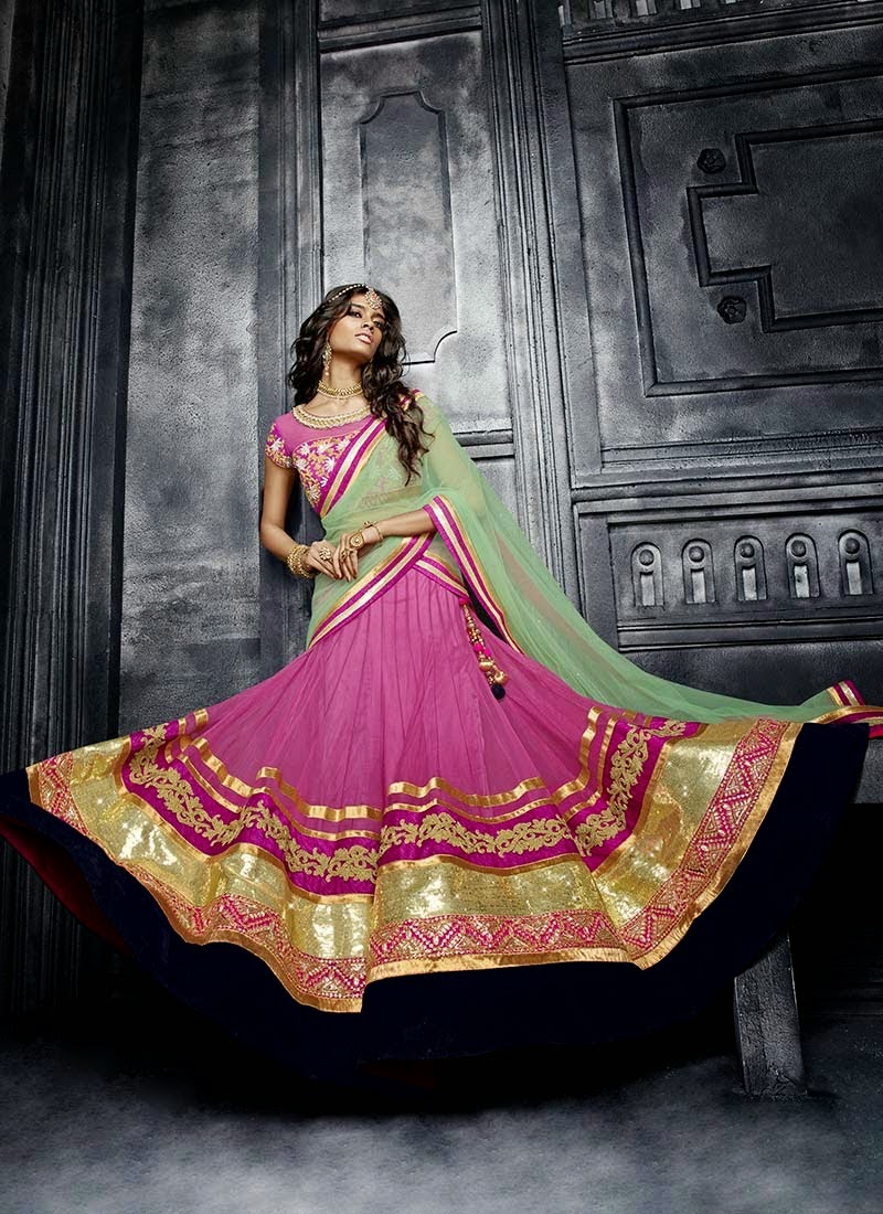 Bollywood Actress Saree Collections: Anarkali Style Lehenga Choli