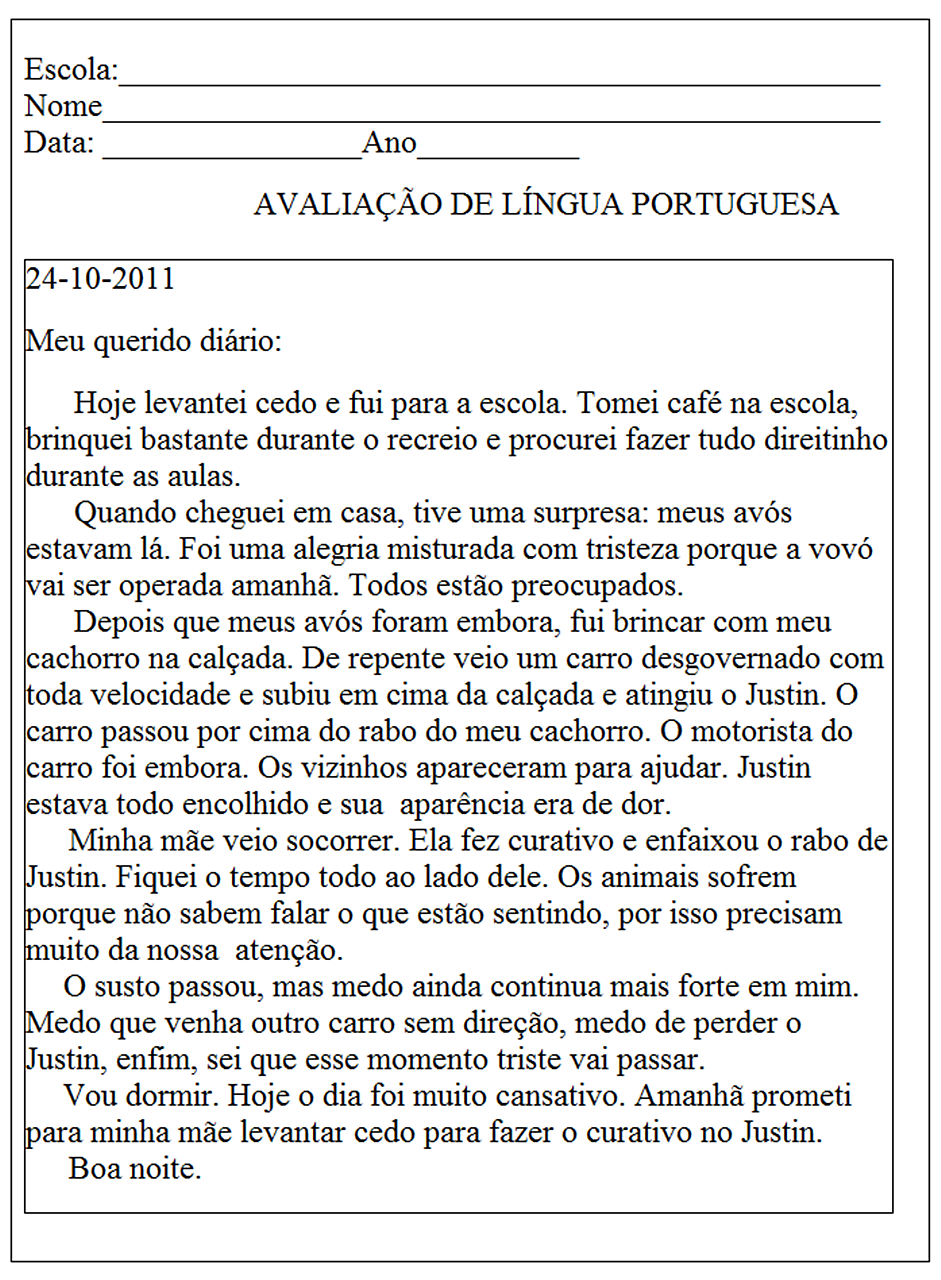 FÉ NA EDUCAÇÃO: Leitura e interpretação de diário