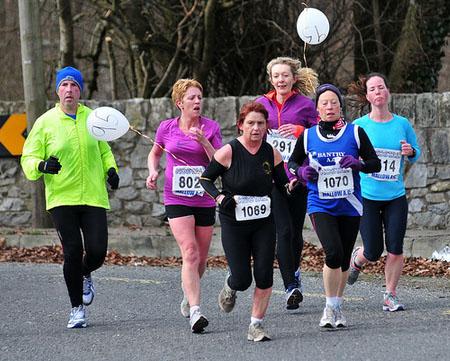 The 95 minute pacers in action around mile 8....Photo courtesy of Doug ...